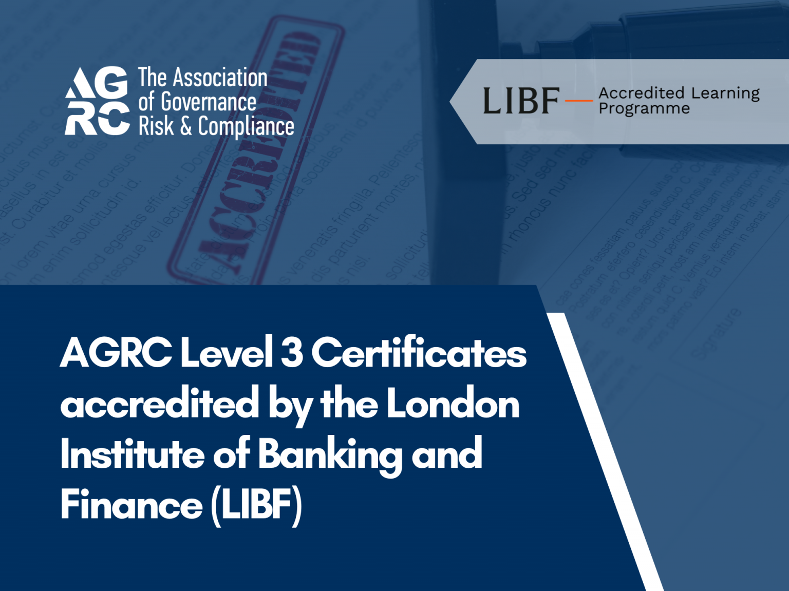 AGRC Level 3 Certificates accredited by the London Institute of Banking ...